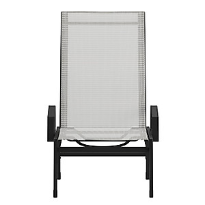 EMMA + OLIVER Braelin Adjustable Patio Chaise Lounge - Gray Textilene Seat - 5 Recline Positions - Metal Frame - All-Weather