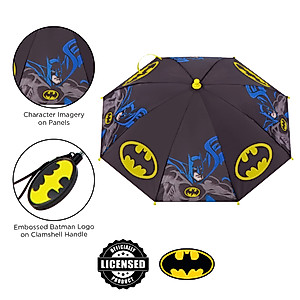 DC Comics Boys Umbrella And Poncho Raincoat Set, Batman Boys Rain Wear For Toddler Ages 2-4 Or Kids Ages 4-7