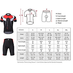 Lixada Men's Cycling Jersey Set Bicycle Short Sleeve Set Quick-Dry Breathable Shirt+3D Cushion Shorts Padded Pants