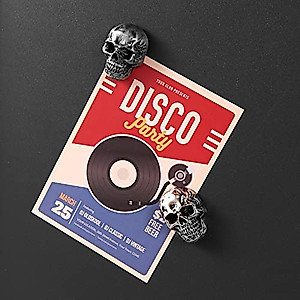 6 Pcs Skull Refrigerator Magnets,Cool,Strong,Cute,Funny Goth Fridge Magnets for Adults, for Kitchen Decor,Office Whiteboards, and Lockers, Pins for Maps, Calendars, Files, Notes, and Photos (Sliver)