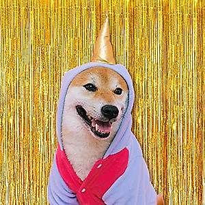 5 Pack Gold Fringe Curtain Backdrop 3.2ft x 8.2ft Metallic Tinsel Foil Fringe Streamers for Photo Booth Props Background Birthday Party Decorations Wedding Christmas Halloween Decorations (Gold)