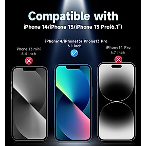 MAGIC JOHN 2 Pack for iPhone 13/13Pro/14 6.1 inch Privacy Glass Screen Protector, Auto Dust-Elimination, Bubble Free, Easy Installation