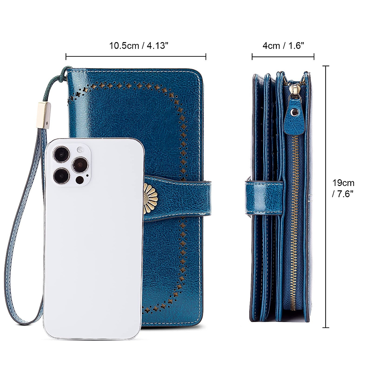 INSIFEEL Small Wallet for Women Leather Bifold Compact RFID Blocking Ladies Purse big (Navy)