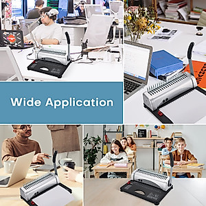 MYFULLY Comb Binding Machine, 21-Holes, 450 Sheets, Paper Punch Binder with Starter Kit 100 PCS PVC Comb Bindings Perfect for Letter Size, A4, A5 or Smaller Sizes Office Documents