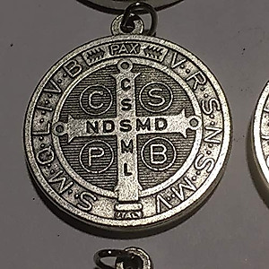 Lot of 50 Saint St Benedict of Nursia Patron Against Evil Medal Pendant 1" + oval ring