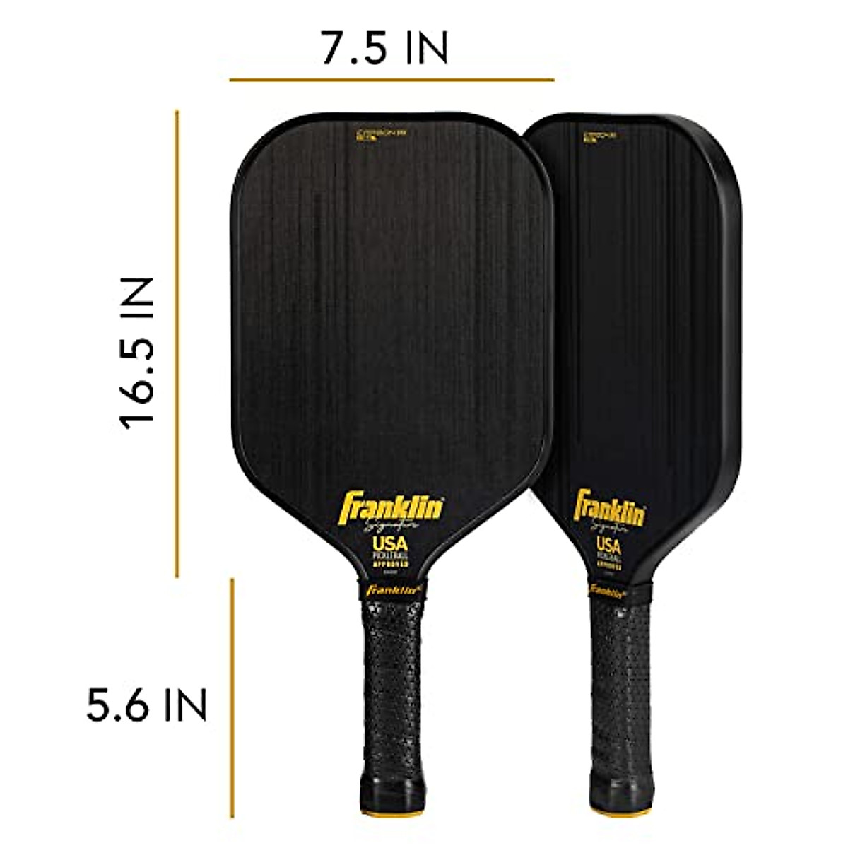 Franklin Sports Pro Pickleball Paddles - Signature Series Carbon Fiber Pickleball Paddle - USA Pickleball (USAPA) Approved Tournament Pickleball Paddle - 17mm Polypropylene Core Pro Racket - Black