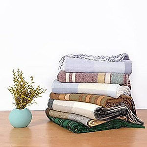 David's Home Buffalo Plaid Throw Blanket- Soft and Lightweight Buffalo Check Blanket with Decorative Tassels for Couch Sofa-Outdoor Fringe Lap Throw-Farmhouse Style-50x60 Inches-Black/Brown