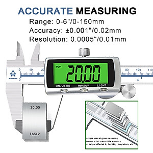 Digital Caliper Electronic Measuring Tool,Digital Vernier Caliper Inch/Millimeter/Fraction Measurement Caliper for Jewelry-Metal Metric Measure Caliper for Engineer,LCD Screen Featured Backlight