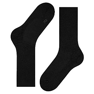 FALKE Unisex Walkie Ergo Socks, Crew Length, Thick Sole, Hiking Sock, Breathable, Moisture-Wicking, Merino Wool, Black (Black 3000), 12.5-13.5, 1 Pair