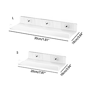 jomgeroz Acrylic Bathroom Shelves Wall Mounted Shower Shelve No Drilling Adhesive Thick Clear Storage & Display Shelves Bathroom Small Wall Shelf with Hooks