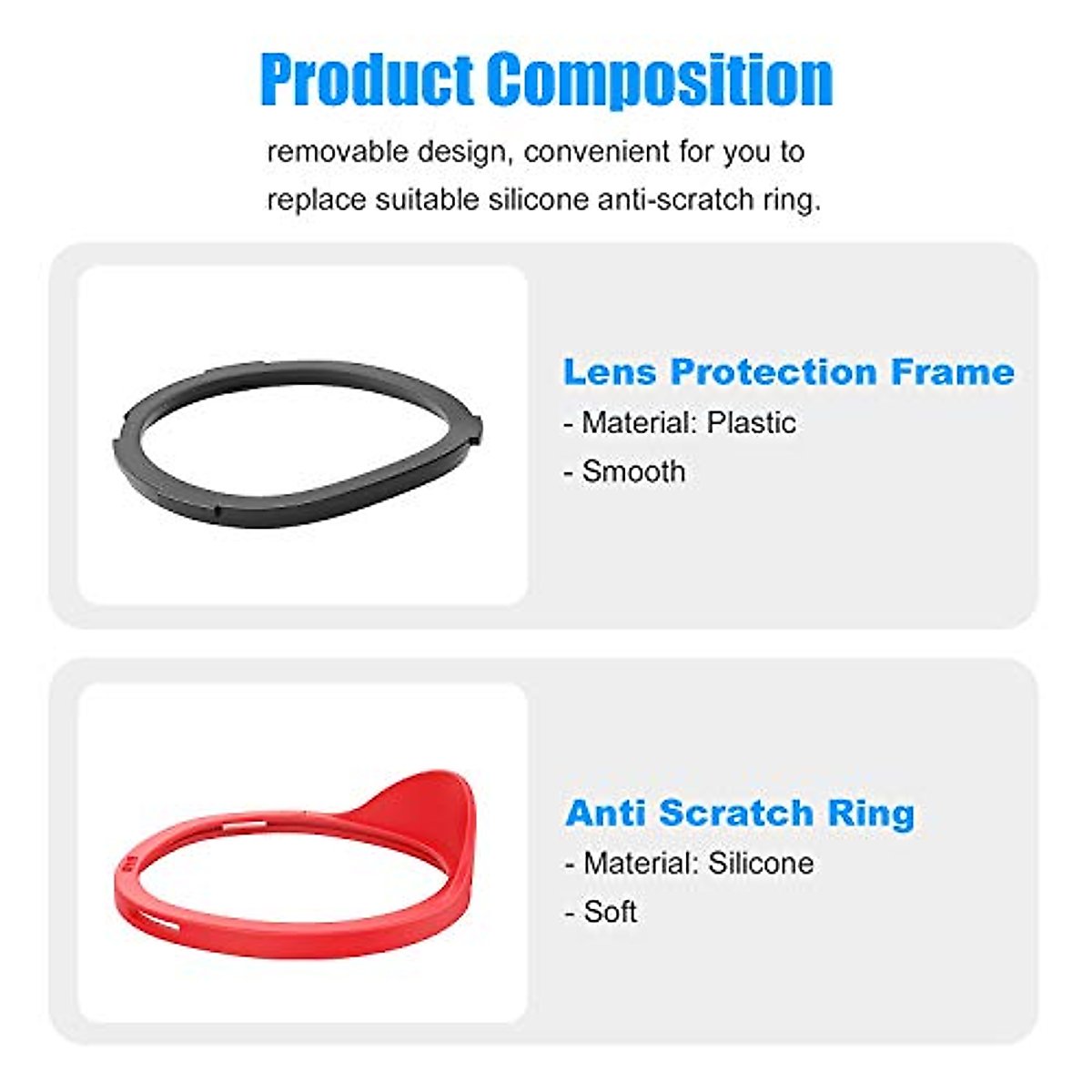AMVR [Pro Version] Lens Anti-Scratch Ring Protecting Myopia Glasses from Scratching VR Headset Lens Compatible for Meta Quest 2, Quest, Rift S or Meta Go, with Preventing Light-Leaking Design