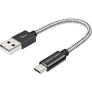 Short Micro USB Cable, CableCreation USB to Micro USB 24 AWG Triple Shielded Fast Charger Cable, Compatible with TV Stick, PS4, Chromecast, Power Bank, Android Phone, 0.5FT/6 inch Black