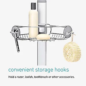 simplehuman 9' Tension Pole Shower Caddy, Stainless Steel and Anodized Aluminum