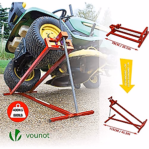 VOUNOT Ride on Lawn Mower Lift Jack, Telescopic Maintenance Jack for Lawn mowers and Garden Tractors, Weight Capacity 880 Lbs, Red