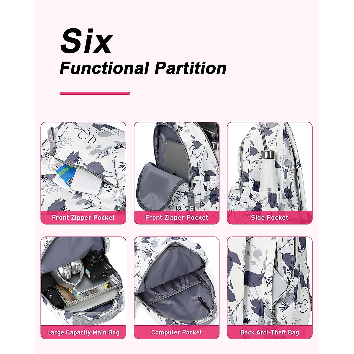 CAMILLEMMA White Backpack for Women Men, Lightweight Casual Travel Daypack,Classic Basic Backpack