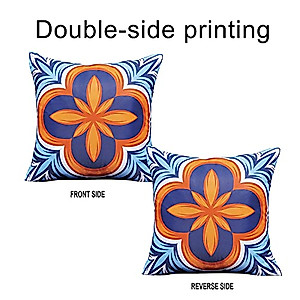 ONWAY Outdoor Pillow Covers Waterproof 18x18 Set of 4 Floral Boho Decorative Throw Cushion Cover Farmhouse Pillows for Bench, Couch, Patio Furniture