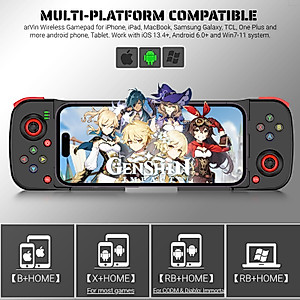 arVin Wireless Gaming Controller for iPhone iOS Android PC, Bluetooth Gamepad Joystick for iPhone 15/14/13/iPad/Samsung Galaxy S23/S22/S21/Tablet, Call of Duty Mobile, Genshin, Roblox-with Back Button