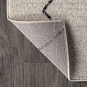 JONATHAN Y MOH202A-8 Alia Moroccan Beni Souk Indoor Farmhouse Area-Rug Bohemian Minimalistic Geometric Easy-Cleaning Bedroom Kitchen Living Room Non Shedding, 8 X 10, Cream,Black