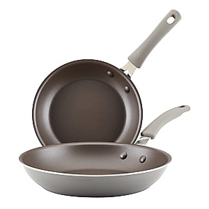 Rachael Ray Cook + Create Nonstick Frying Pans/Skillet Set, 9.5 Inch and 11.75 Inch, Gray