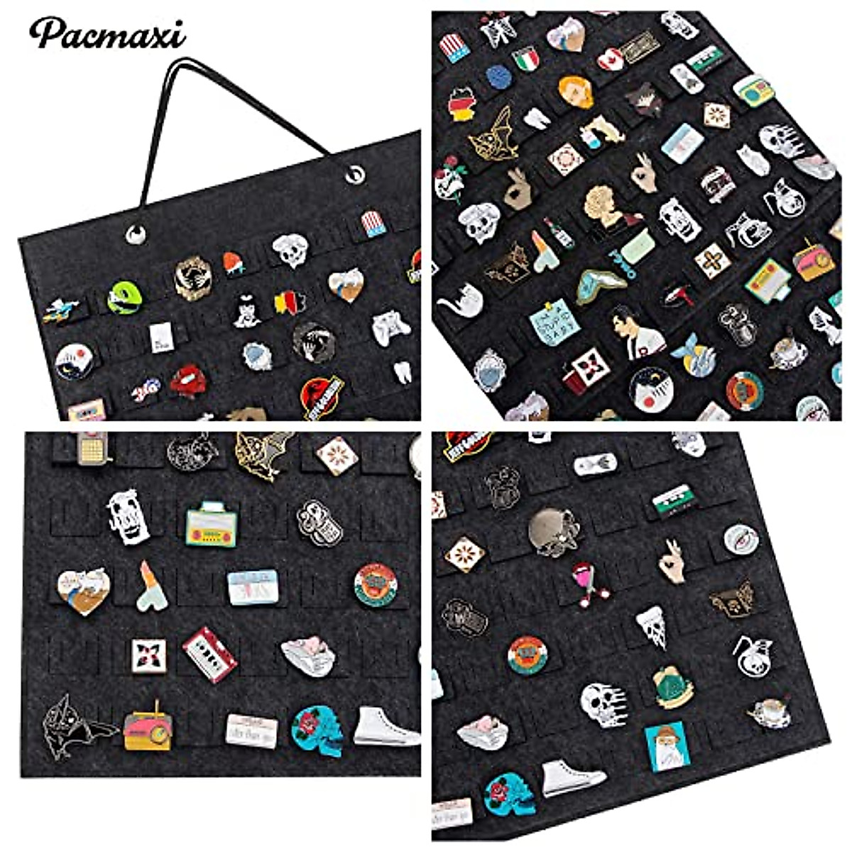 Hanging Brooch Pin Organizer, Display Pins Storage Case, Brooch Collection Storage Holder, Holds Up to 170 Pins.(Not Include Any Accessories) (M-170 Slots, Black)