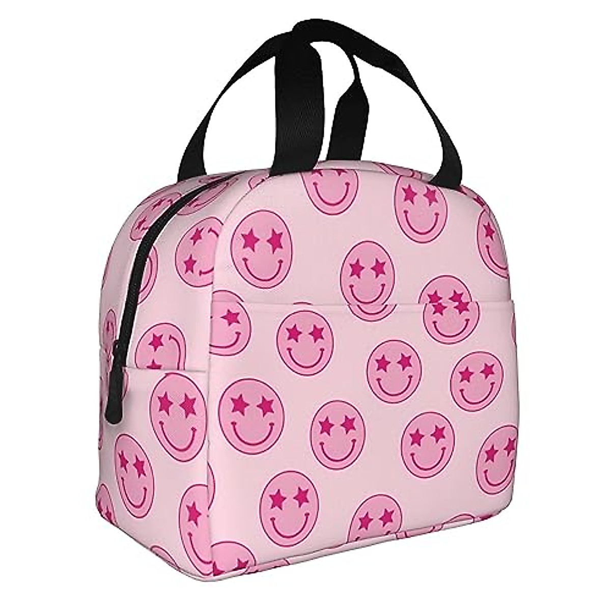 Eleploi Pink Smile Face Insulated Lunch Bag - Chic & Practical, Lunch Box For Office, Picnics, Outdoor Adventures