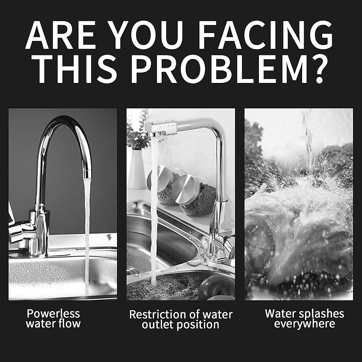 Silver Stainless Steel Faucet Sprayer Extension, Faucet Extension Tube, 360 Degree Rotation Faucet Extender,Sink Tap Extension Tube,Water Saving for Sink Tap Kitchen Bathroom Accessories Faucet Parts