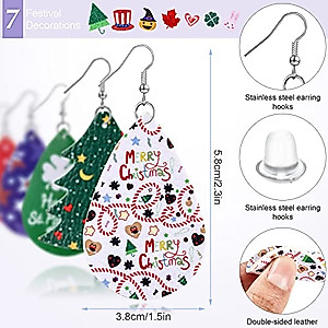 42 Pairs Faux Leather Earrings Set for Women Valentine's Day St Patrick's Day Easter Independence Day Halloween Thanksgiving Christmas
