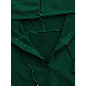 Verdusa Women's Long Sleeve Drop Shoulder Drawstring Crop Hoodie Sweatshirt Dark Green L