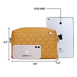 KKXIU Triple Zip Lightweight Small Crossbody Bags for Women Quilted Shoulder Purses and Handbags (2-Mustard)