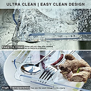 Bakzon Acrylic Corner Shower Shelves, 2 Pack Adhesive Shower Caddy Organizer for Tile Walls, Wall Mounted Clear Bathroom Shower Shelves for Inside Shower & Kitchen Storage