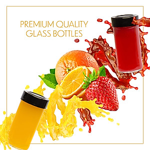 Upper Midland Products 35 PACK BULK | 4 Oz Glass Juice Bottles With Caps, 35 Mini Shot Smoothie Small Glass Bottles Containers With Black Plastic Lids For Juicing