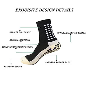 Men's Socks Soccer Non Skid Ball Socks Anti Slip Non Slip Pads for Football Basketball Sports Socks 4 pair,2black2white