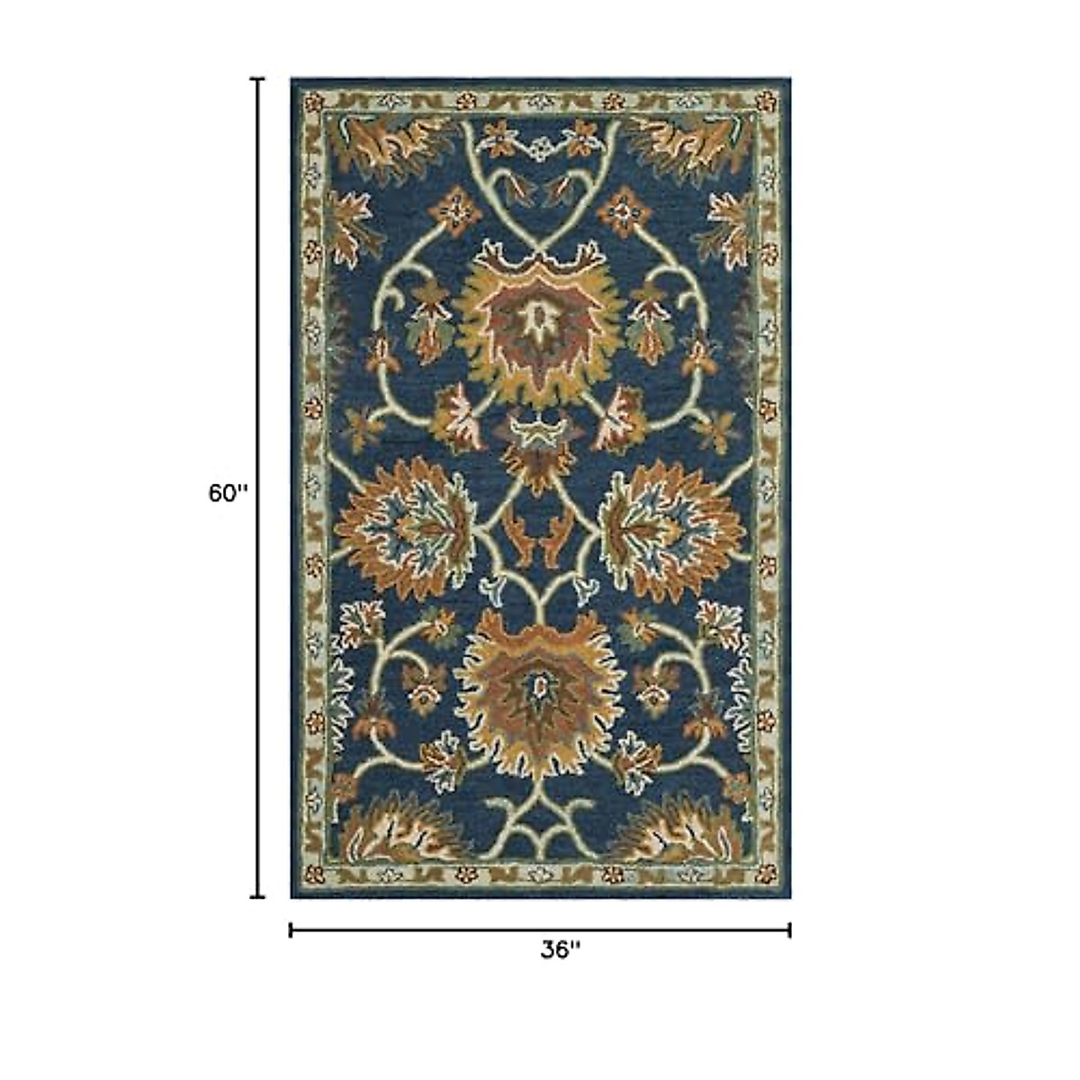 SAFAVIEH Heritage Collection Accent Rug - 3' x 5', Navy, Handmade Traditional Oriental Wool, Ideal for High Traffic Areas in Entryway, Living Room, Bedroom (HG654A)