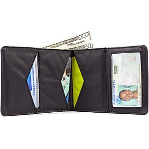 Big Skinny Men's Super Skinny Leather Bi-Fold Slim Wallet, Holds Up to 30 Cards, Black