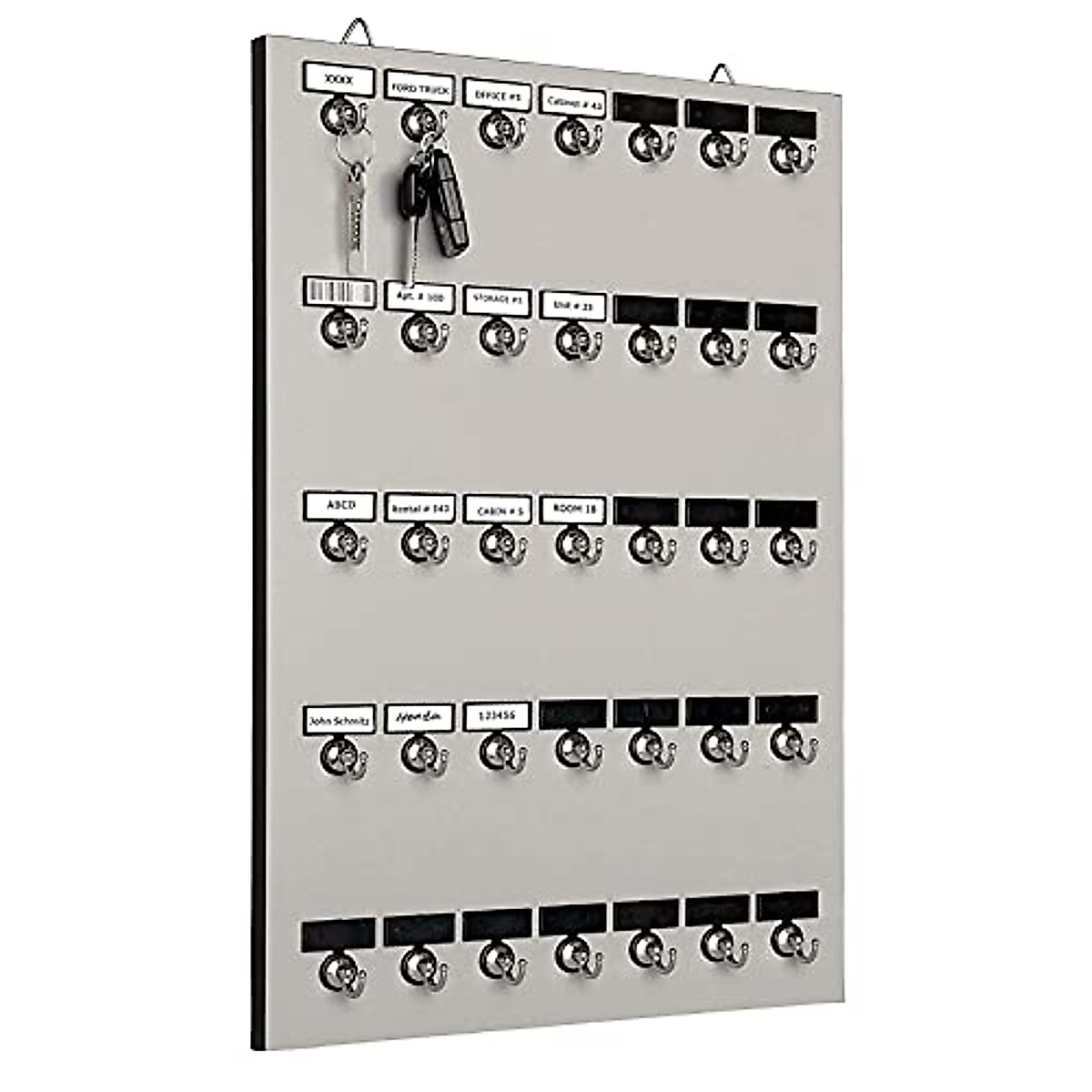 Key Hook, Key Rack #35MGN, 35 Extra Space Bolted Metal Hooks with 'Customize Name Plate', (35 Sets of Tag & Ring Included) - Made in USA