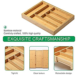 LUIGI HOUSE Extendable In-Drawer Bamboo Utensil Organizer