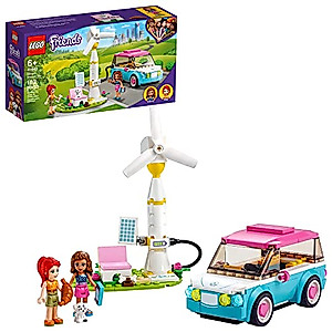 LEGO Friends Olivia's Electric Car Toy 41443 Vehicle for Girls, Boys and Kids 6 Plus Years Old, with Mia Mini-Doll & Puppy Figure Eco Education Playset