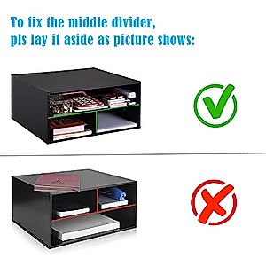 EMERIT Printer Stand Shelf with Storage Wood Desk Paper Organzier for Home/Office,Printer Riser, 2 Tire (Black,Large)