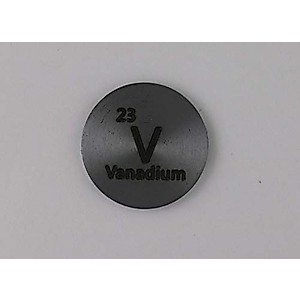 Vanadium (V) 24.26mm Metal Disc 99.9% Pure for Collection or Experiments