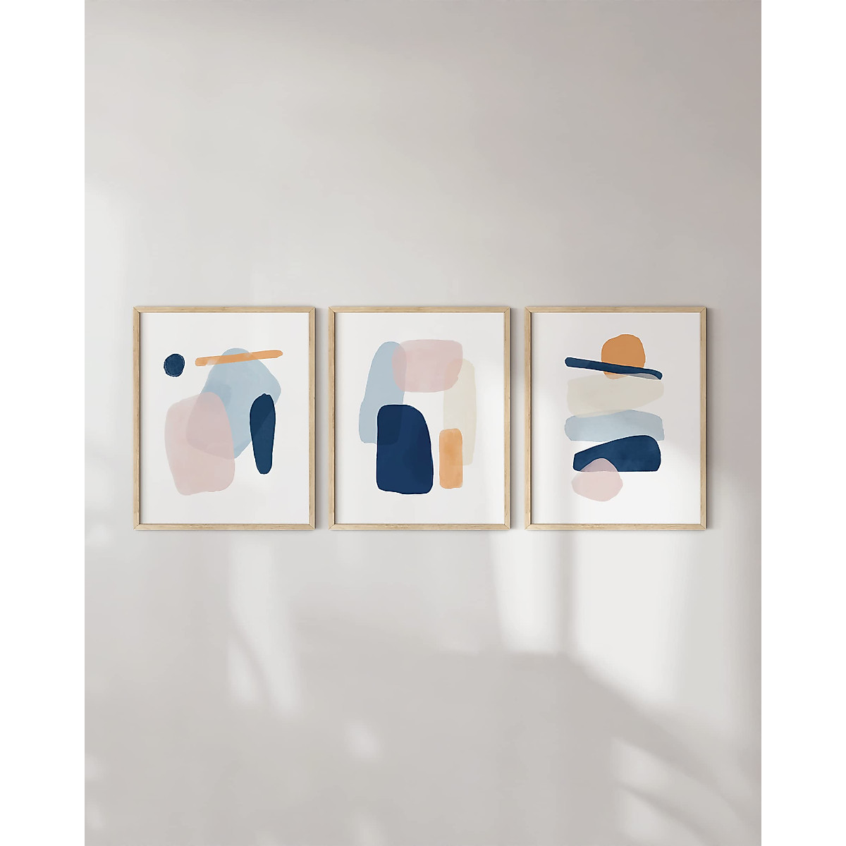 HAUS AND HUES Abstract Painting - Set of 3 Modern Abstract Wall Art, Boho Art Wall Decor, Abstract Artwork, Neutral Wall Art, Abstract Art, Minimalist Wall Art, Abstract Decor (Framed Black 12x16)