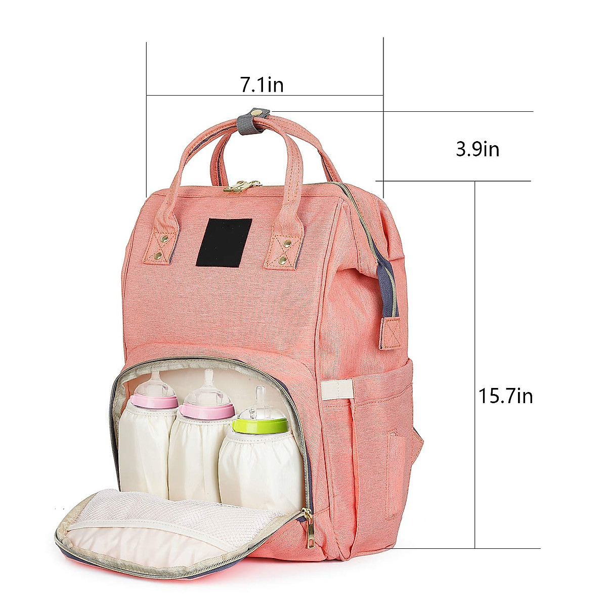 Diaper Bag Multi-Function Waterproof Travel Backpack Nappy Bags Large Capacity Stylish and Durable for Baby Care. (Orange Pink)