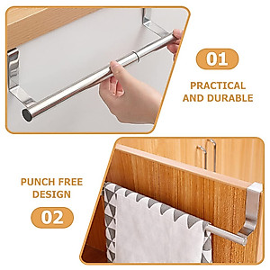 4pcs Telescopic Towel Rack Door Back Towel Shelf Door Towel Storage Bathroom Storage Rack Punch Storage Racks Towel Hanging Rack Towel Storage Rack Stainless Hanging Rack