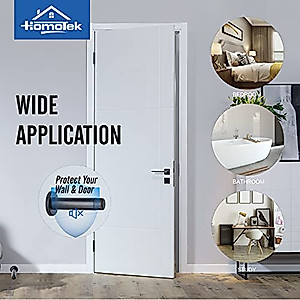 HOMOTEK 5 Pack Heavy Duty Solid Rigid Door Stops Bumper Sound Dampening Door Stoppers with Soft Rubber Tip, Zinc Die Cast DoorStops Wall Protector 2.8" DoorStoppers, Black