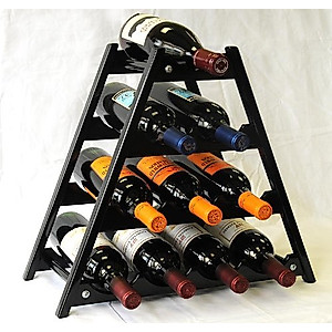 sfDisplay.com, Factory Direct Display Cases Wine Rack Wood -10 Bottles Hardwood Stand -Black