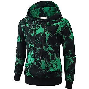 KLIEGOU Mens Tie-Dye Pullover Hooded Sweatshirt (Grass green, Large)