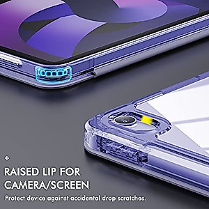 INFILAND Compatible with iPad Air 5th Generation Case 2022, iPad Air 4th Generation Case 2020 10.9 inch with Crystal Clear Back & Pencil Holder [Support Pencil Wireless Charging] English Lavender