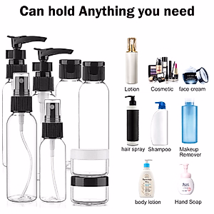 Cosywell Travel Size Bottles for Toiletries 13 Pack 2oz TSA Approved Toiletry Bottles Leak Proof Travel Kit for Women Men TSA Clear Toiletry Bag Shampoo Lotion Skincare Cosmetic Container