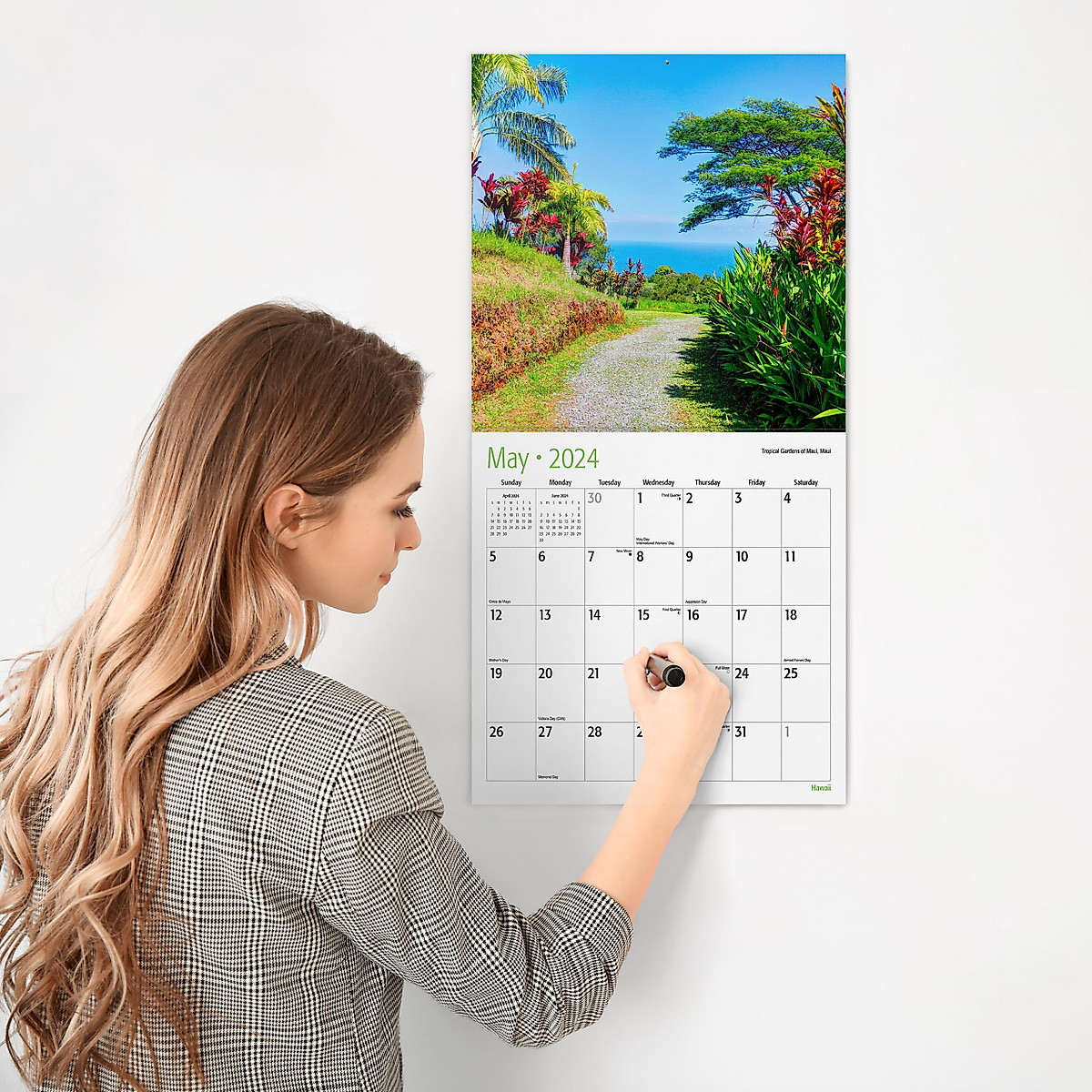RED EMBER Untamed & Beautiful Hawaii 2024 Hangable Monthly Wall Calendar | 12" x 24" Open | Thick & Sturdy Paper | Giftable | Beach Scenic Nature Travel | Your Daily Hawaiian Getaway