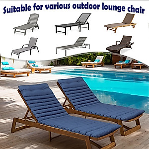 PERFECT GARDEN Chaise Lounge Cushion Outdoor Waterproof Patio Foldable Furniture Lounge Chair Cushions for Garden Patio Pool 76 * 23inch (Navy Blue, 2-Pcs Set)