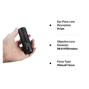 LIMENG Mini Telescope for Adults,99x99 HD Optical Focus Telescope Waterproof Mini Monocular Telescope for Sporting Events,Concerts,Camping Scope,Travelling,Black